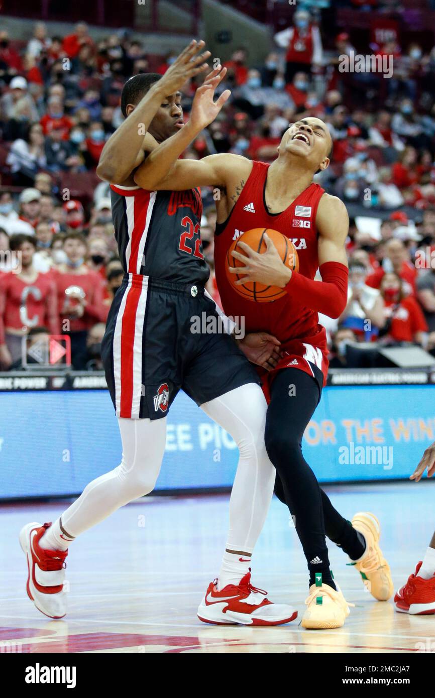 Nebraska guard Bryce McGowen, right, drives against Ohio State guard ...