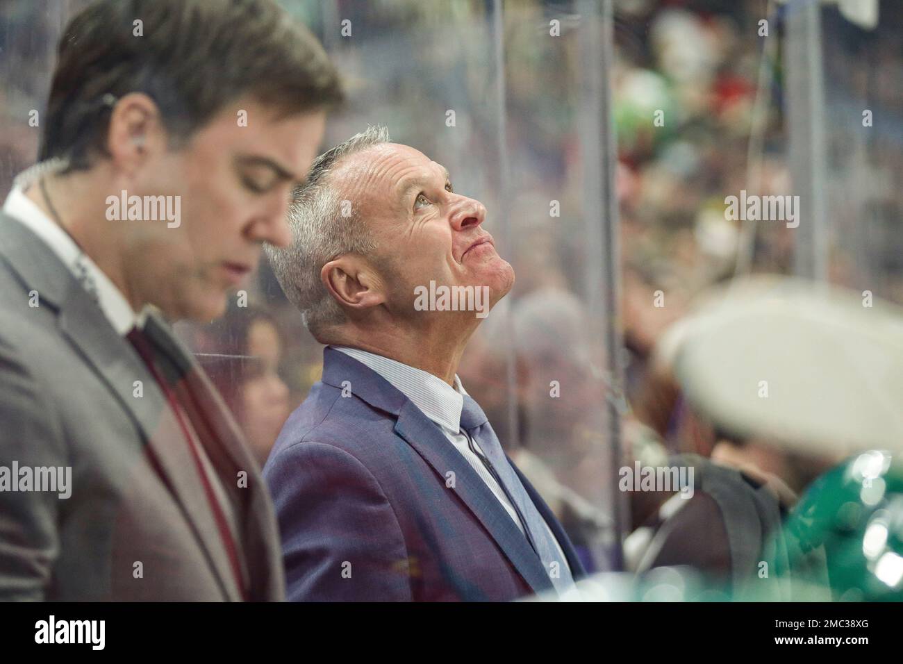 Minnesota Wild head coach Dean Evason looks on in the first period of ...