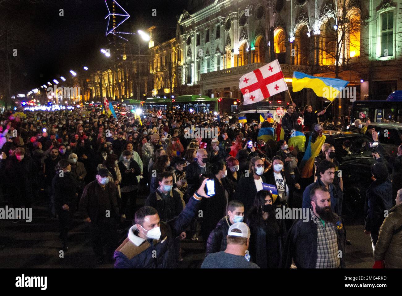 People including Ukrainians, take part in a demonstration in support of ...