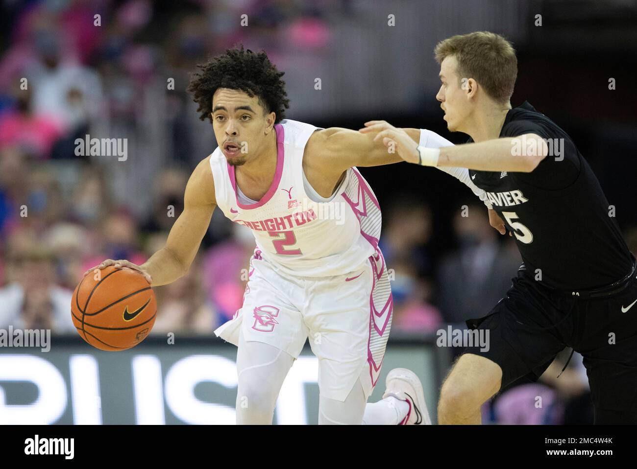 FILE - Creighton's Ryan Nembhard (2) drives against Xavier's Adam ...