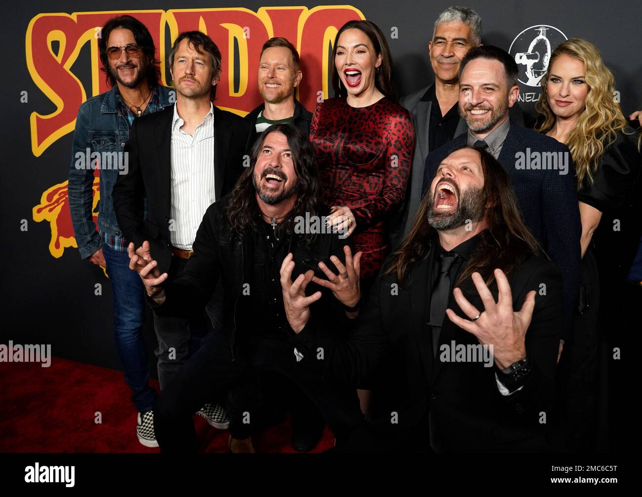 "Studio 666" cast member Dave Grohl, bottom left, and director BJ ...