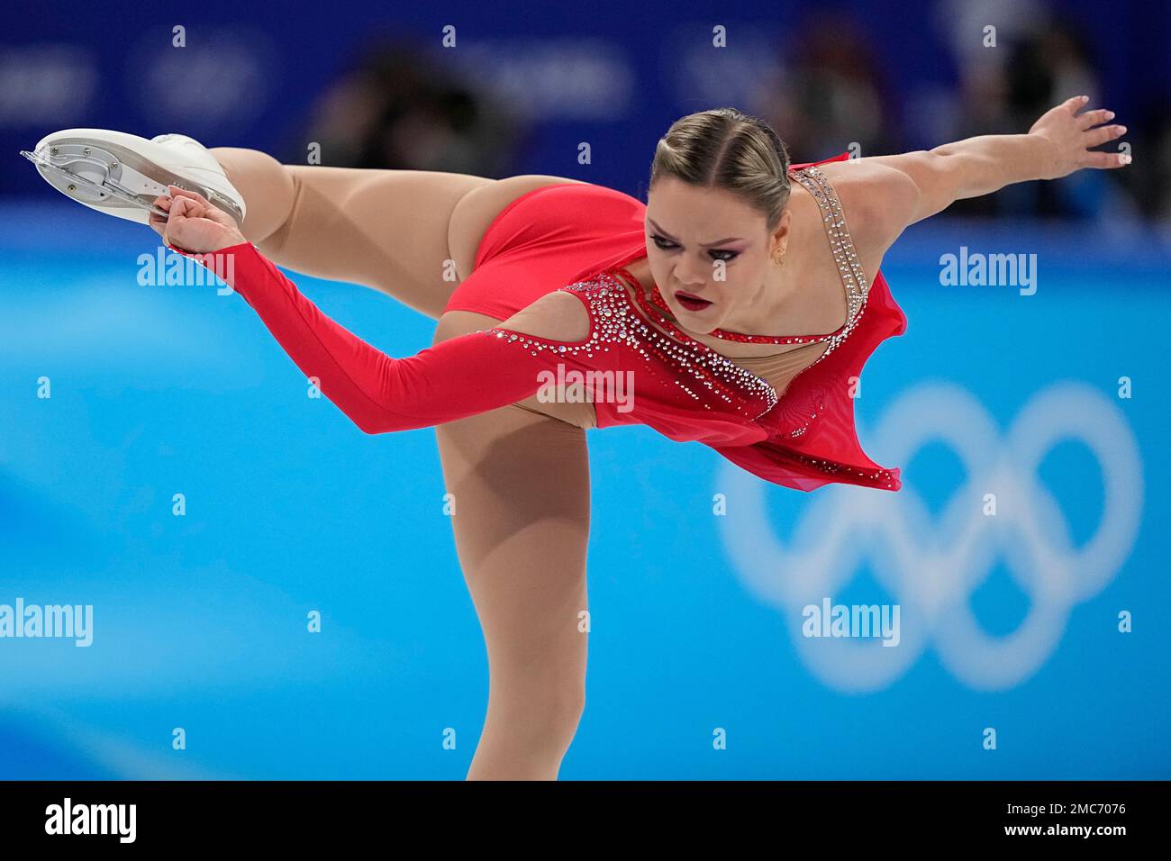Loena Hendrickx, of Belgium, competes in the women's short program ...