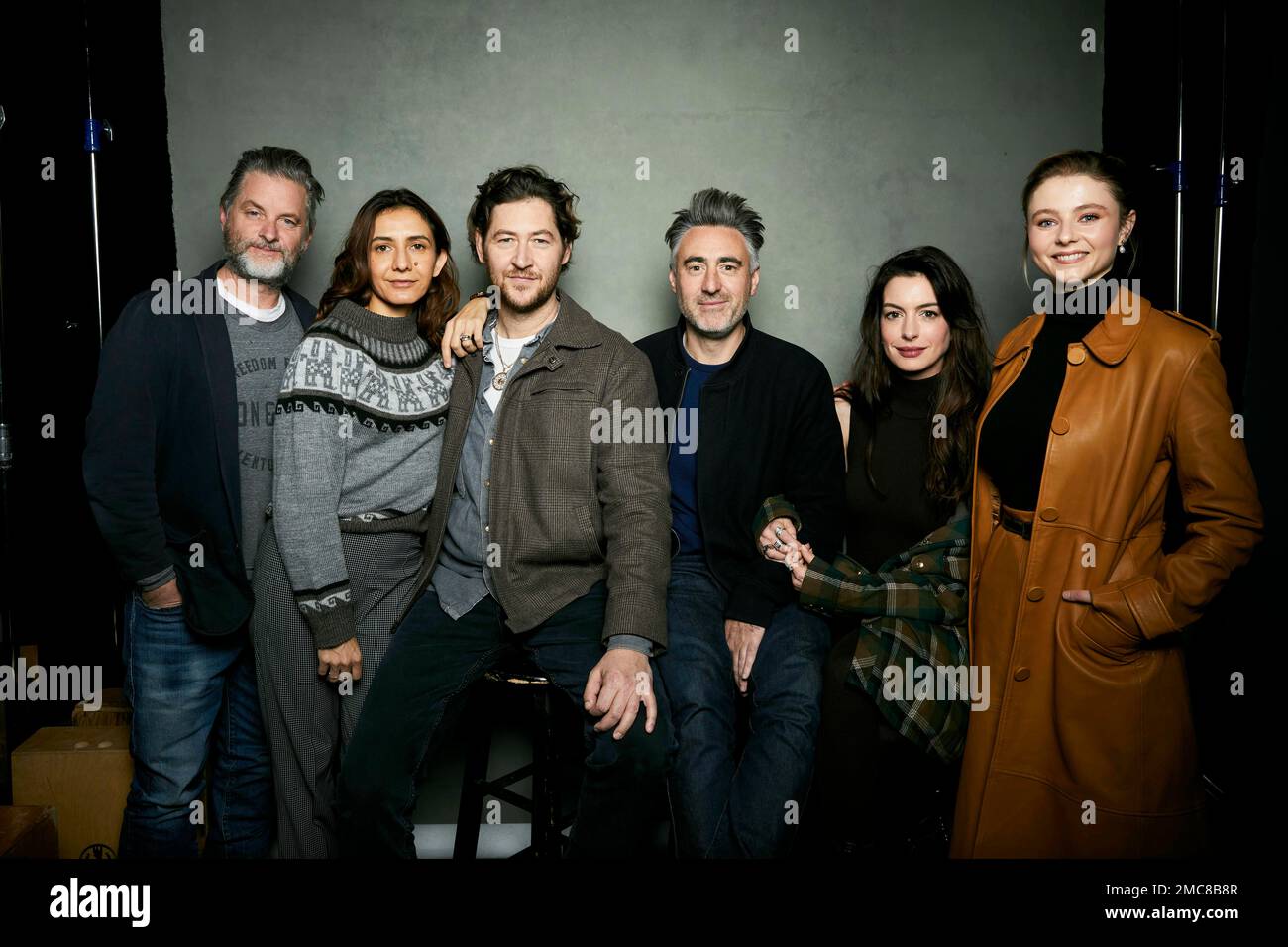 Shea Whigham, from left, writer Ottessa Moshfegh, writer Luke Goebel ...