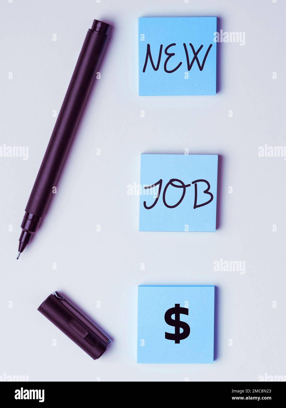 Schreiben, Text wird angezeigt Neuer Job. Business-Schaufenster ...