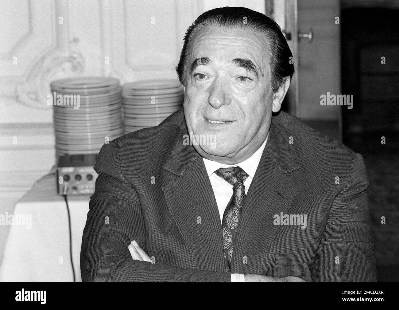 Robert Maxwell on Oct. 12, 1987, in Paris when announcing the upcoming ...