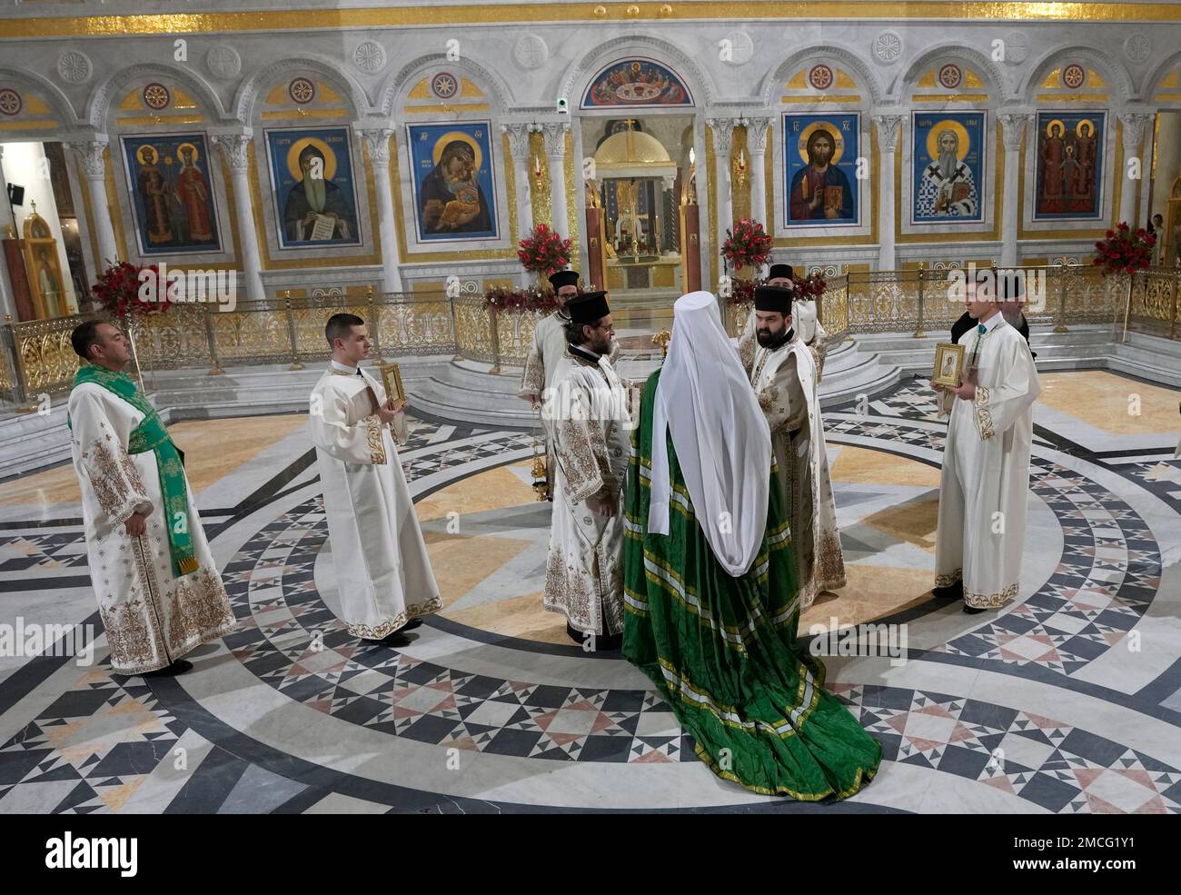 Serbian Orthodox Church Patriarch Porfirije performs the traditional ...