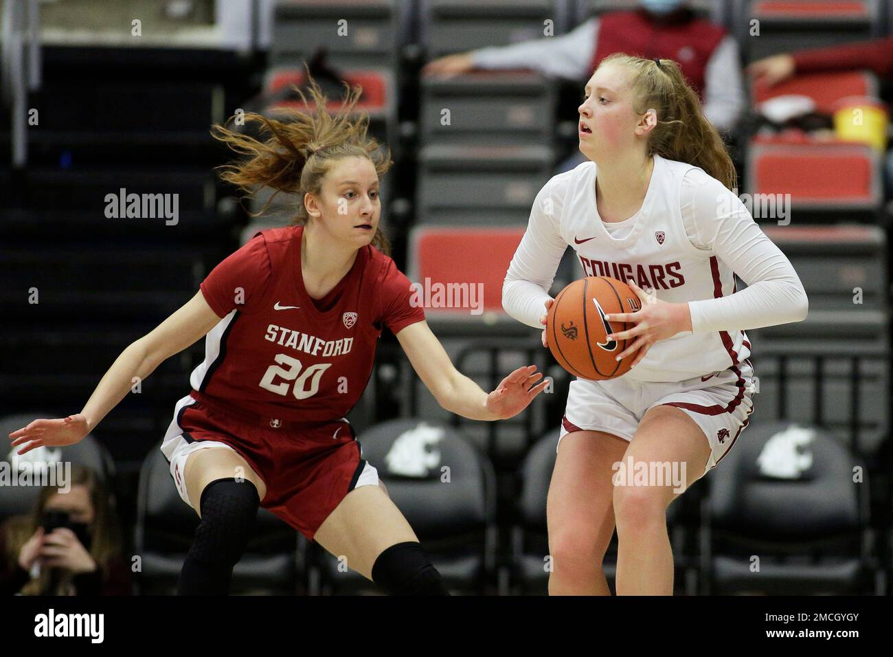 Washington State guard Tara Wallack, right, prepares to pass the ball ...