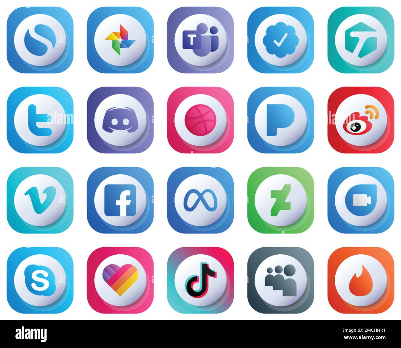 20 Cute 3D Gradient High Resolution Social Media-Symbole wie sina ...