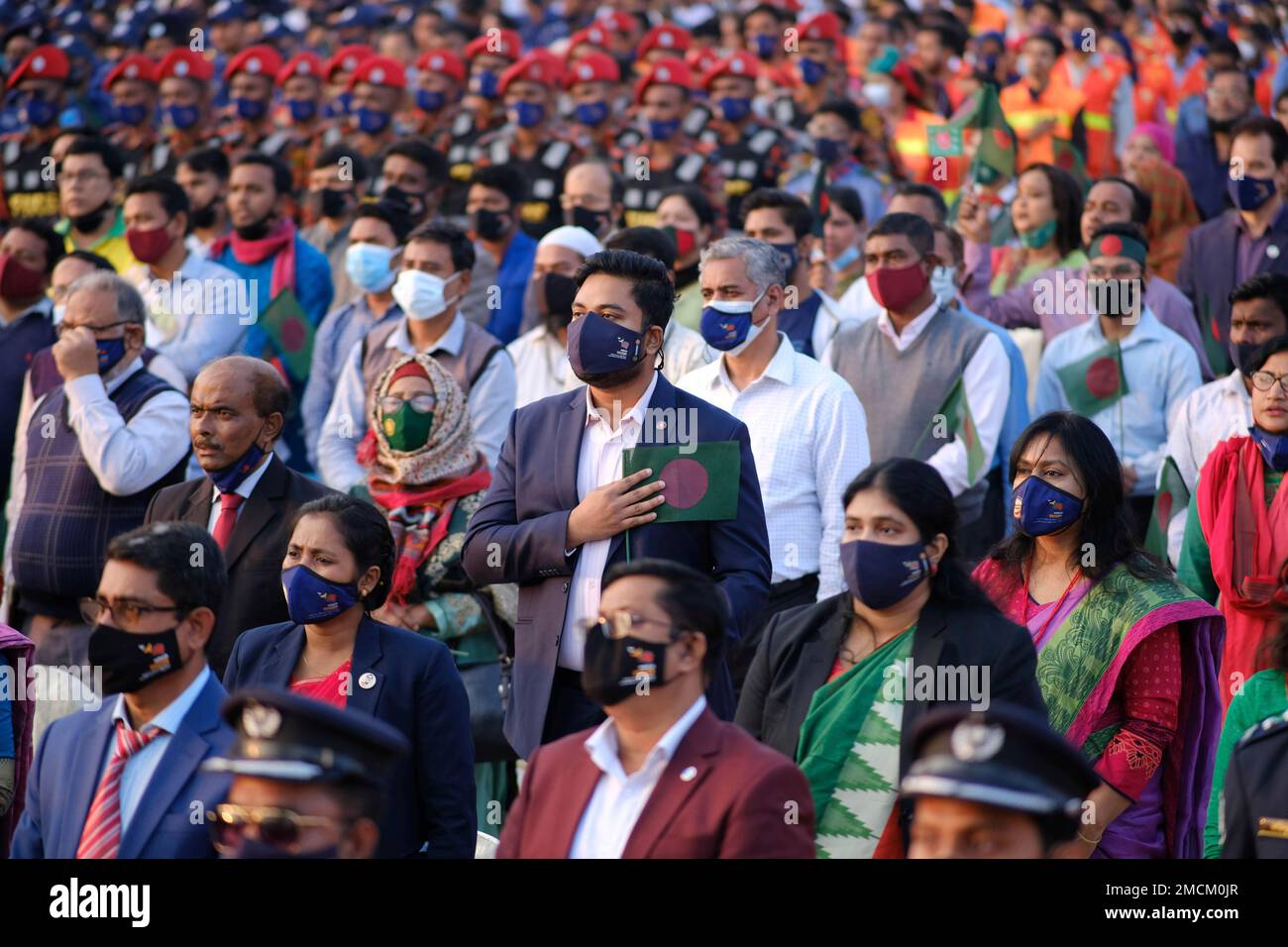 Bangladeshi officials and others take oath as part of celebrations to ...