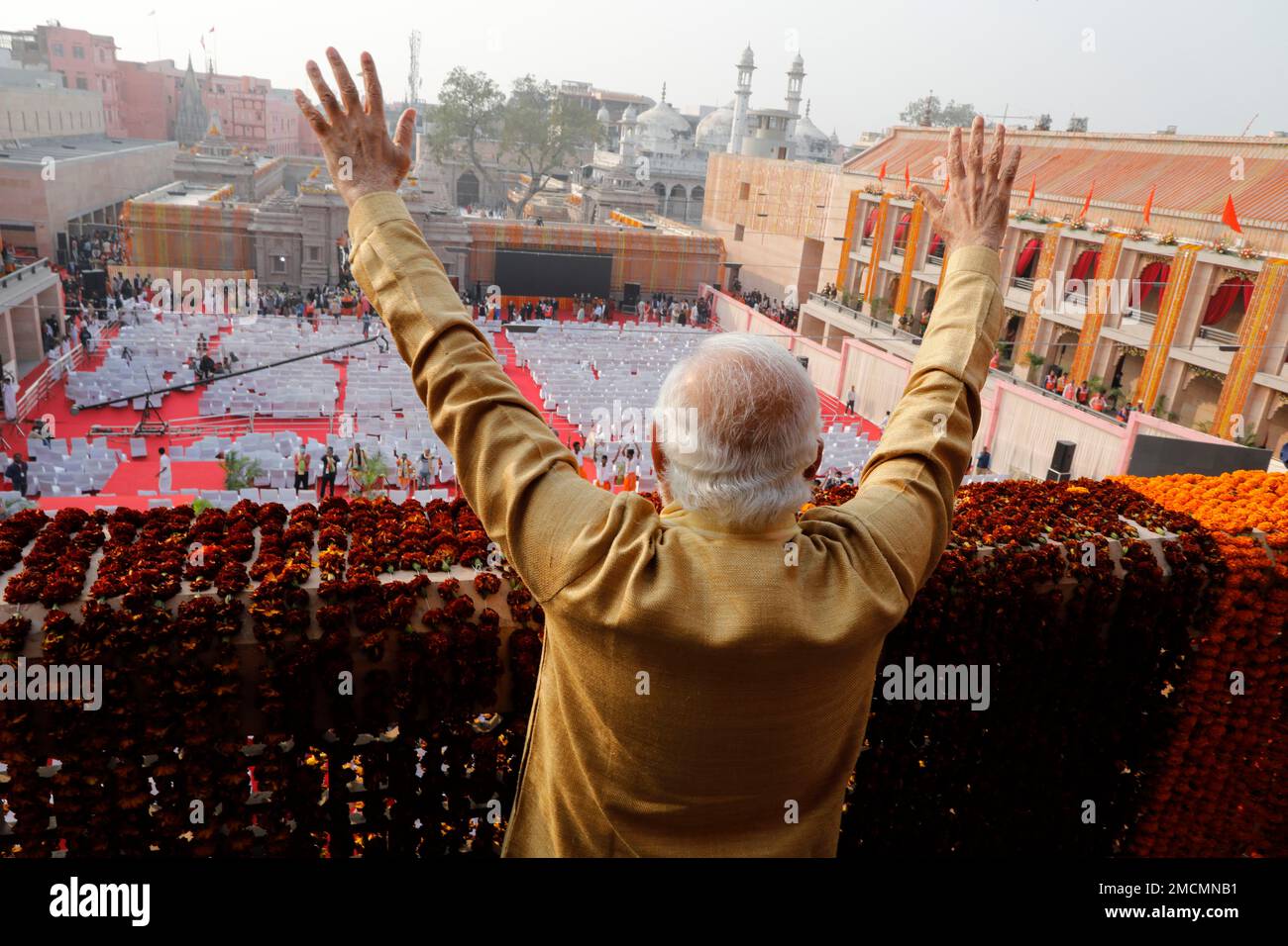 Indian Prime Minister Narendra Modi, waves during the inauguration of ...