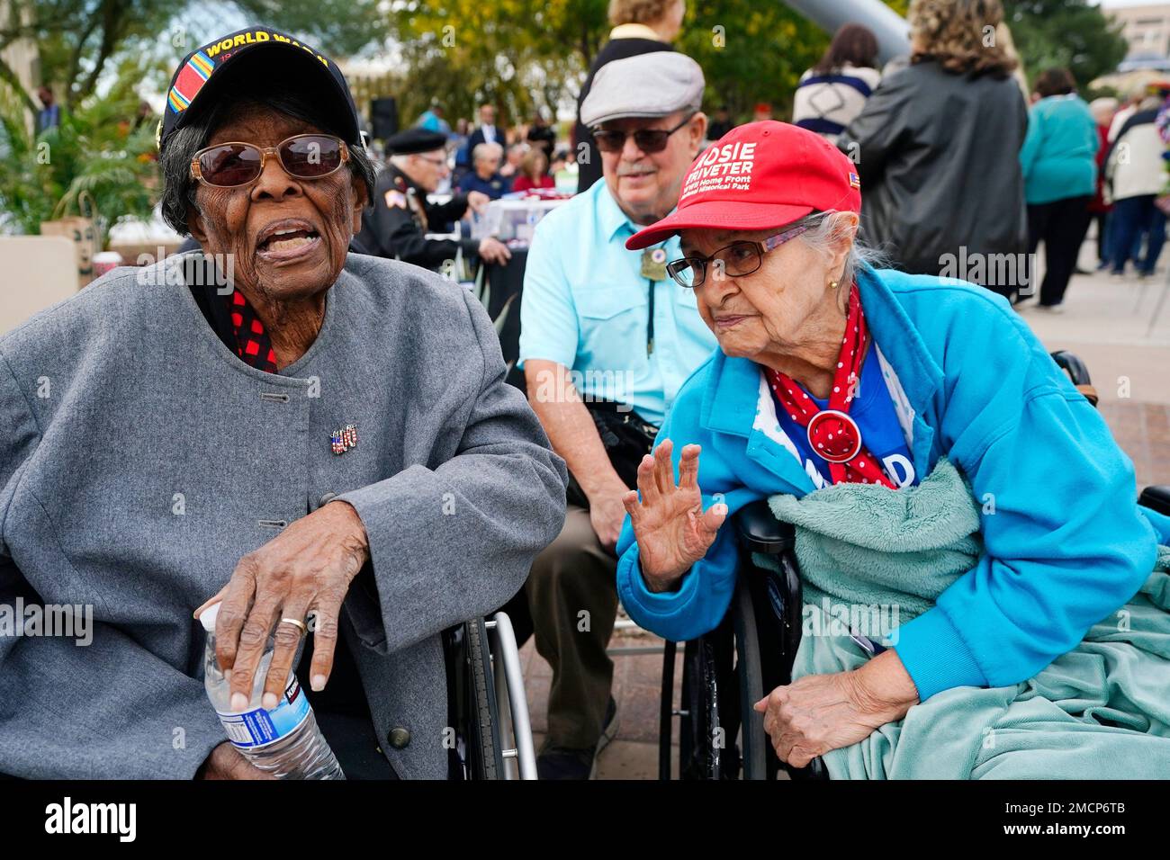 WWII veteran Fannie Griffin McClendon, left, a member of the African ...