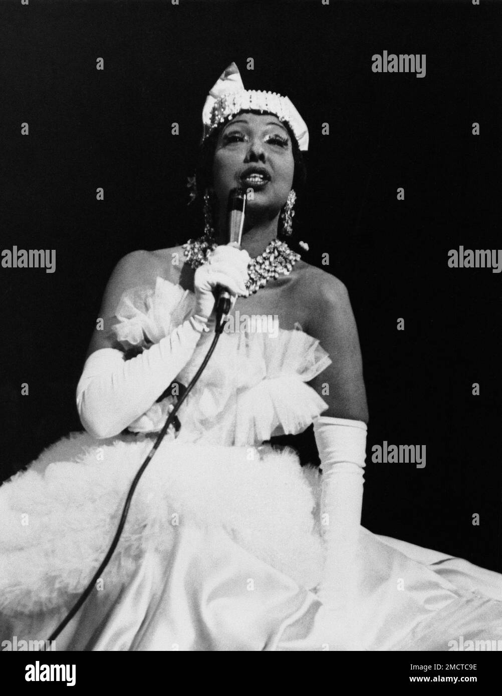 Entertainer Josephine Baker sings before an American audience for the ...