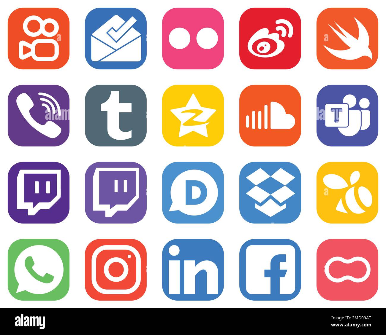 Vollständiges Symbol-Paket für soziale Medien 20 Symbole wie Ton. Schnell. tencent- und Tumblr ...