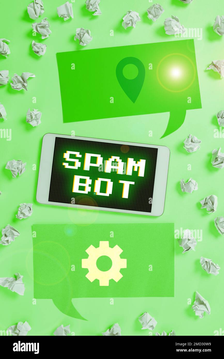 Konzeptionelle Beschriftung Spam bot, ein konzeptionelles fotoautonomes Programm im Internet ...