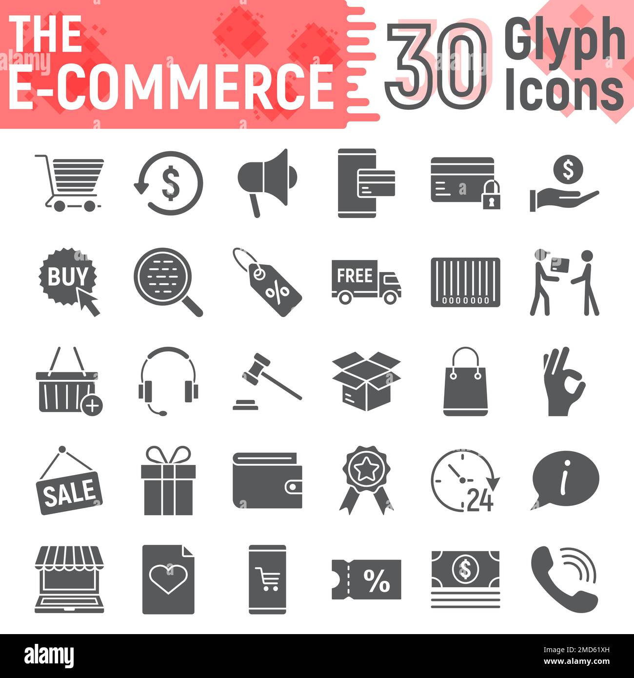 E-Commerce-Symbolsatz, Online-Shop-Symbolsammlung, Vektorskizzen, Logo ...