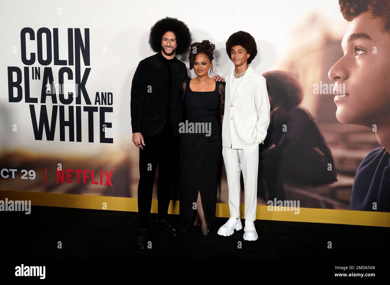 Colin Kaepernick, left, and Ava DuVernay, center, co-creators of the ...