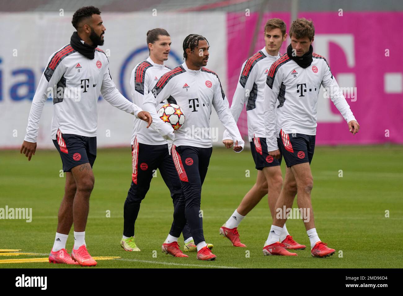 From left, FC Bayern Munich's Eric Maxim Choupo-Moting, Marcel Sabitzer ...