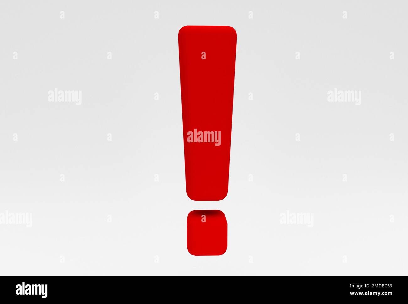 Ausrufezeichen-Symbol 3D zeigt minimales Rendering auf weißem ...