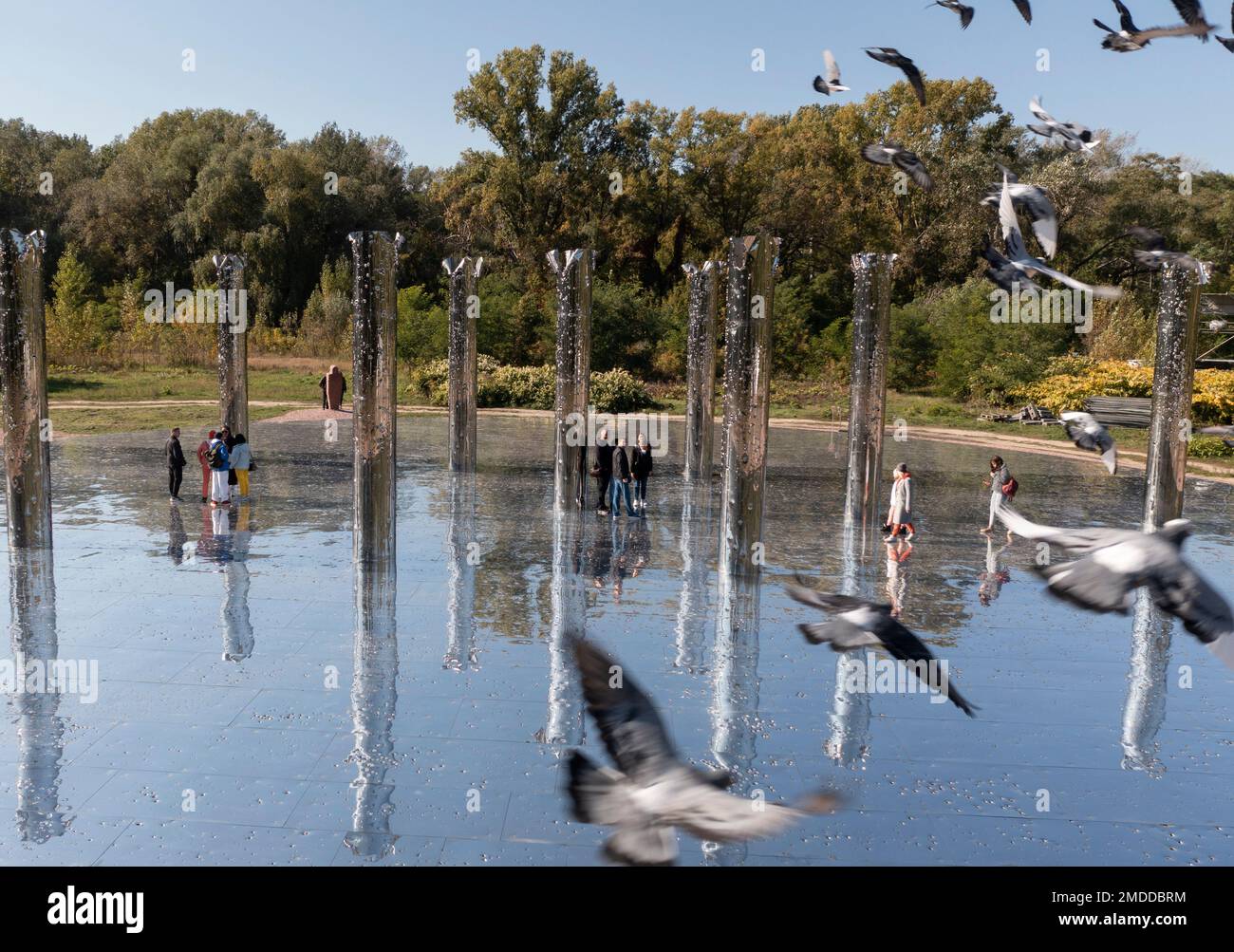 People watch an art installation commemorating victims of the 1941 Babi ...