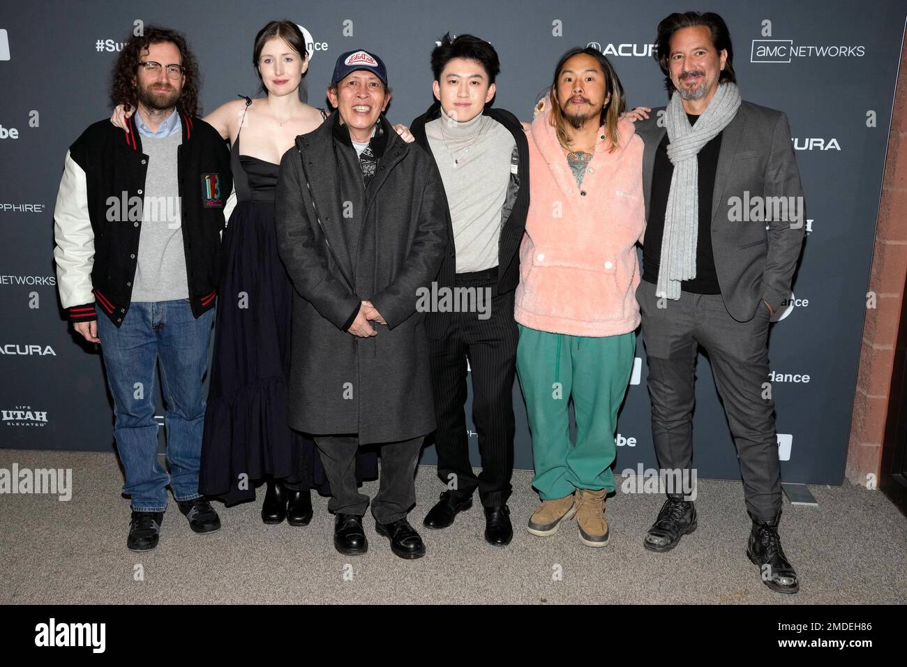 Kyle Mooney, from left, Kate Lyn Sheil, Yayu A.W. Unru, Rich Brian ...
