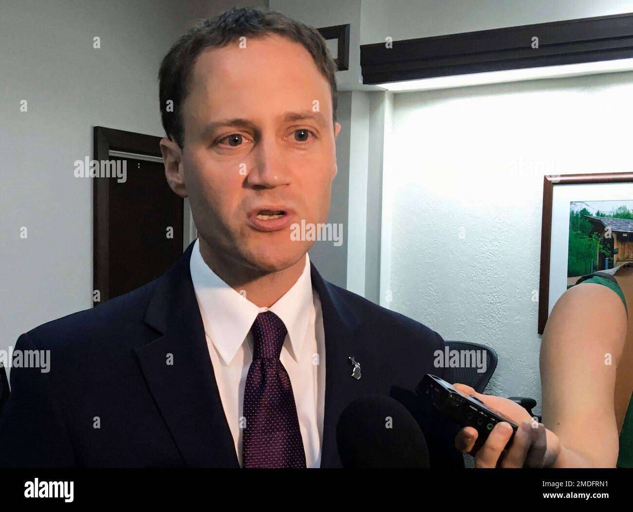 FILE - In a Sept. 17, 2018 file photo, Republican attorney general candidate Tom Leonard speaks ...