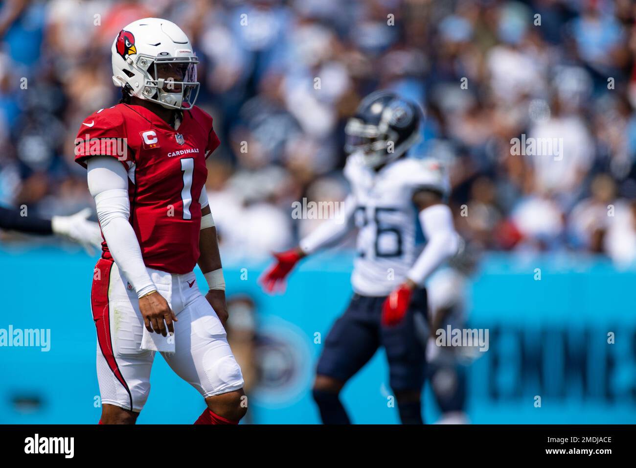 Arizona Cardinals quarterback Kyler Murray (1) walks off the field ...