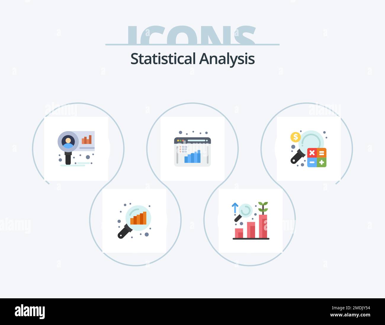Statistic Analysis Flat Icon Pack 5 Icon Design. Analyse ...