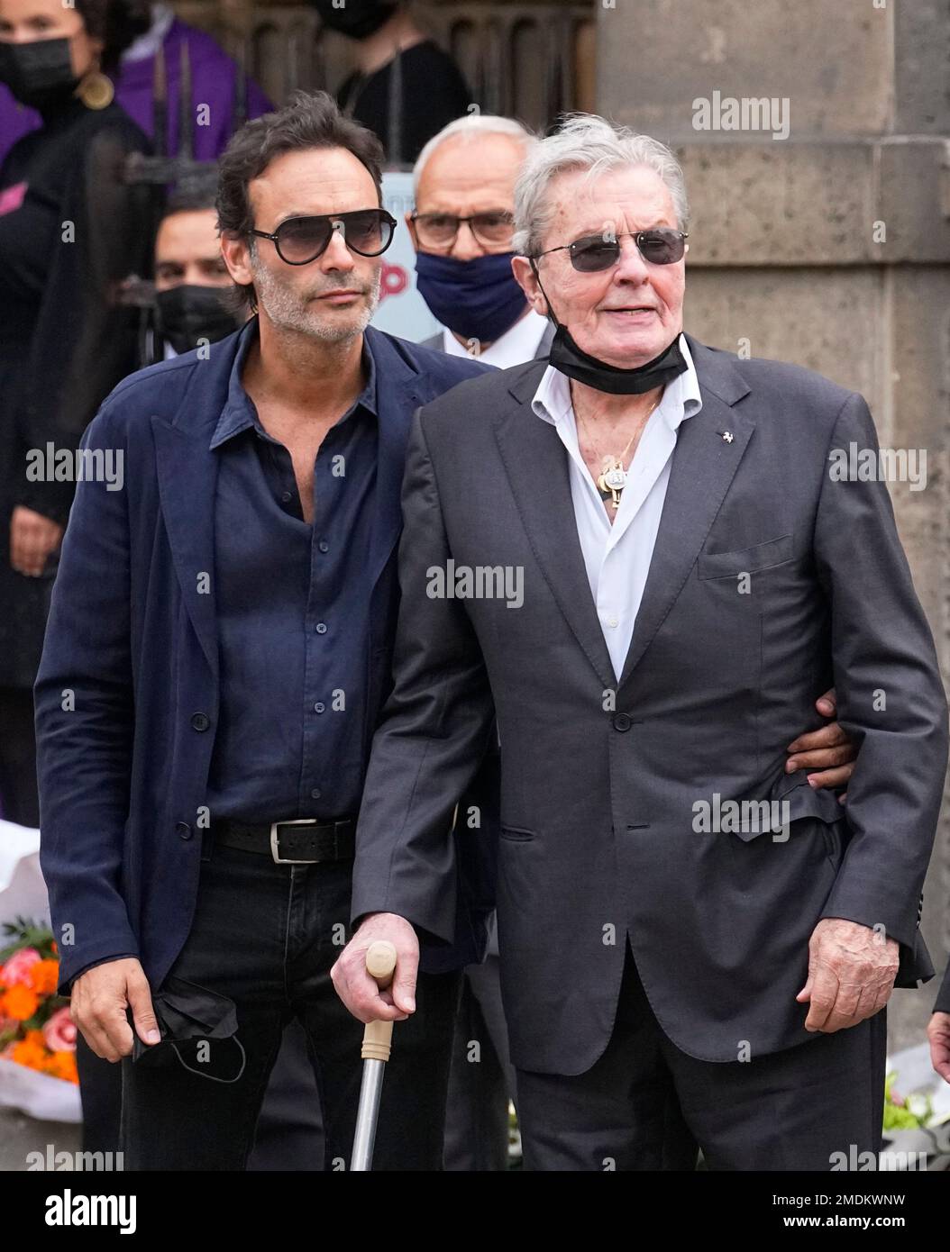 French actor Alain Delon and son Anthony, left, arrive at the Saint ...