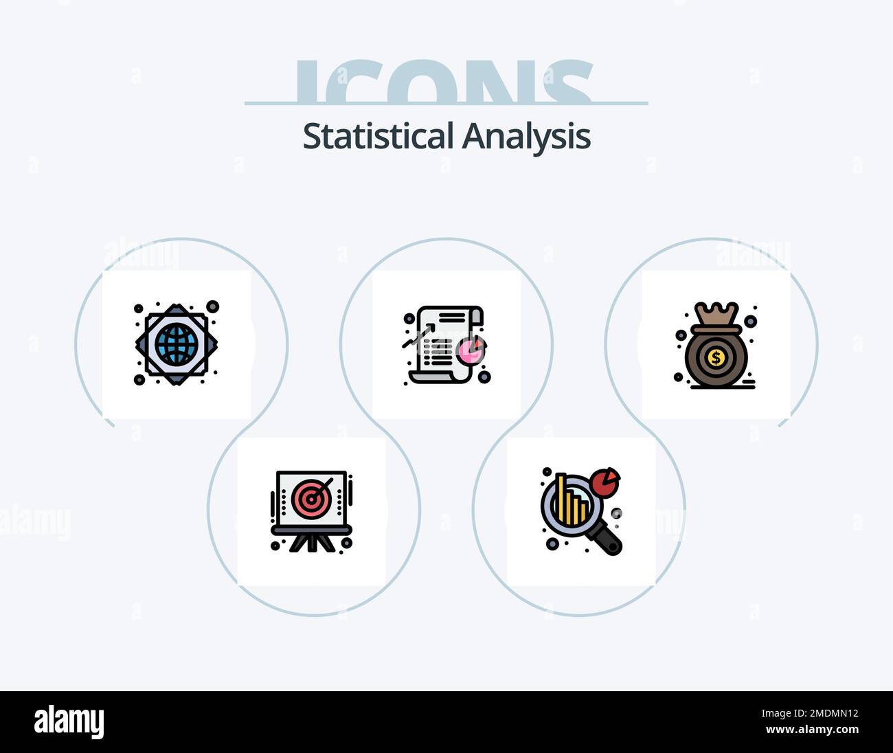 Statistische Analyse Symbolpaket Mit Ausgefüllter Linie 5 Symboldesign ...