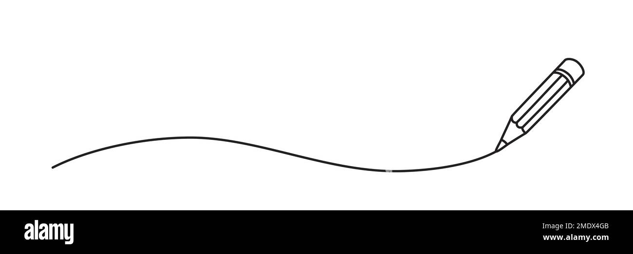 Bleistift zeichnet eine Linie Doodle Hand zeichnet eine dünne Linie ...