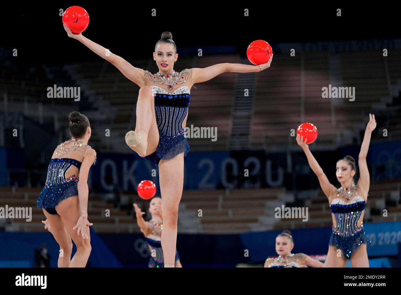 Bulgaria's rhythmic gymnastics' team, Simona Dyankova, Stefani ...
