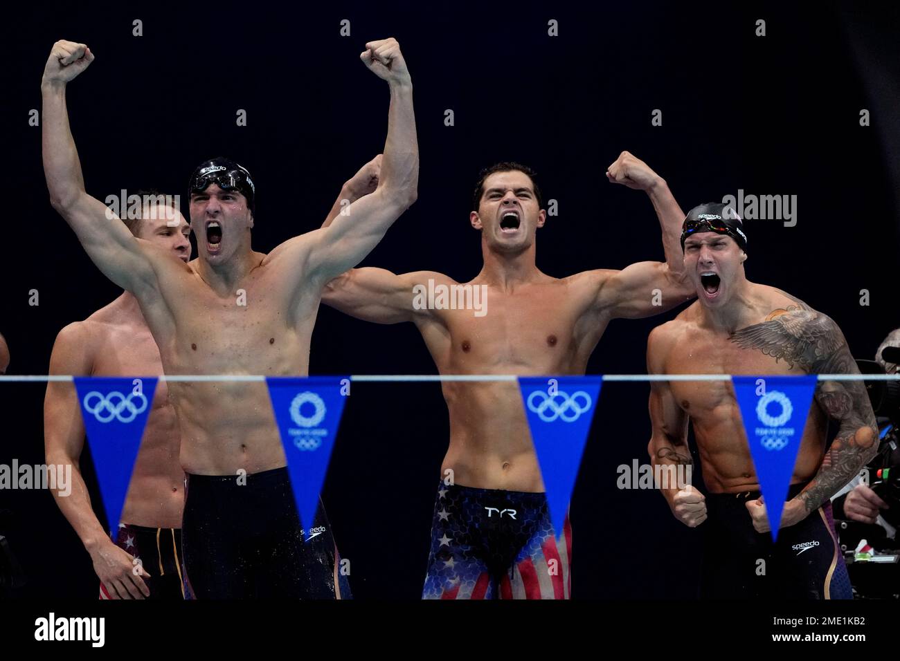 The United States' men's 4x100-meter medley relay team, from left, Ryan ...