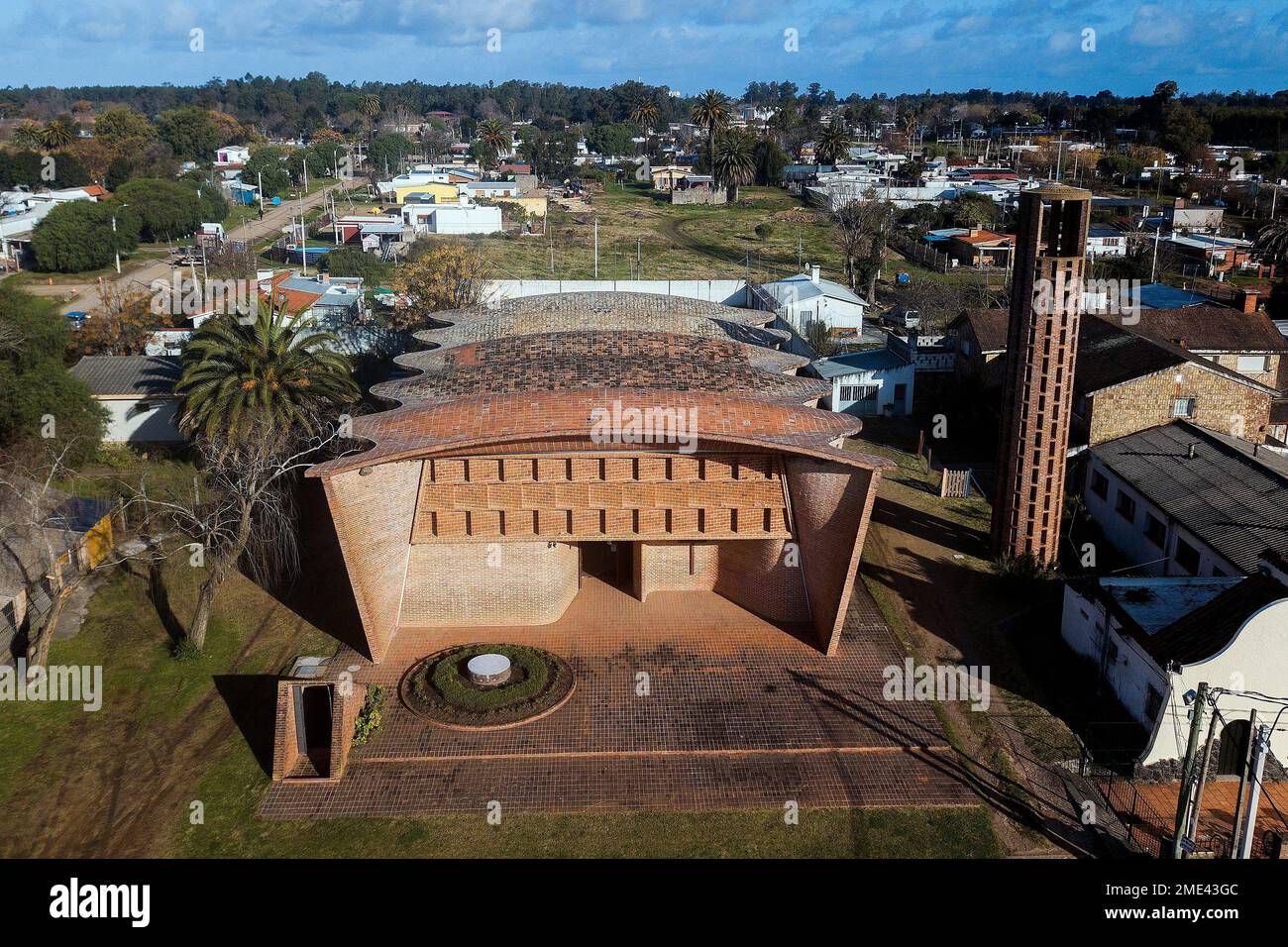 Aerial view of the Church of Christ the Worker and Our Lady of Lourdes ...