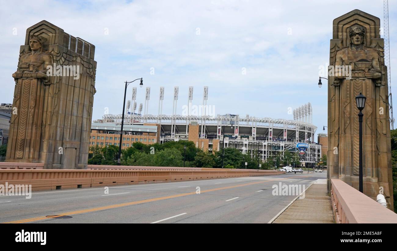 Two guardians rest on the Hope Memorial Bridge within site of ...