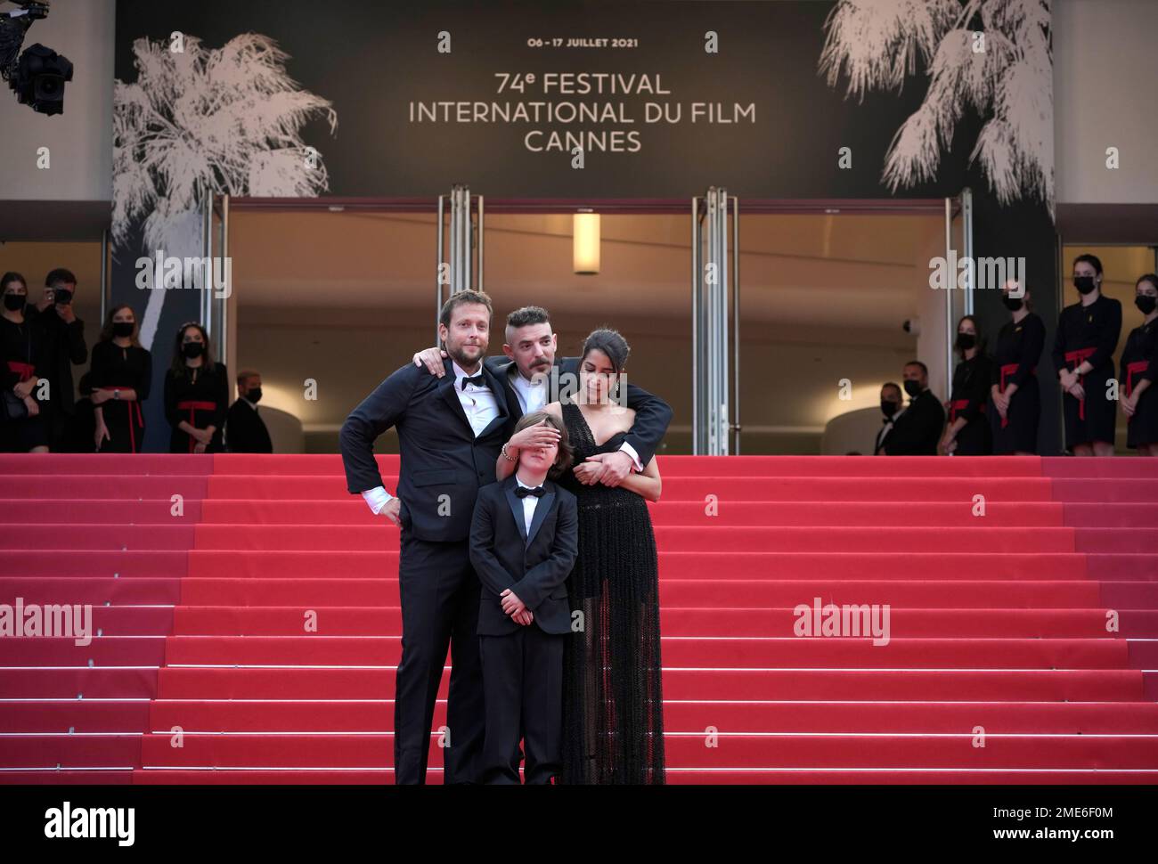 Director Joachim Lafosse, from left, Gabriel Merz Chammah, Leila Bekhti ...