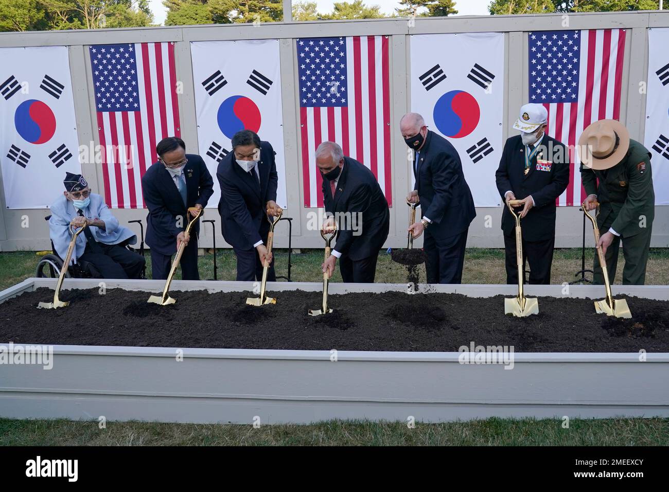 Maryland Gov. Larry Hogan, third from right, and others participate in the groundbreaking ...