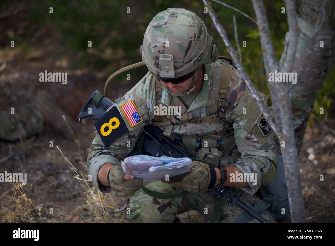 USA Army Sergeant Angelo Canevari, der Teamleiter des 8. Teams, Blauer ...