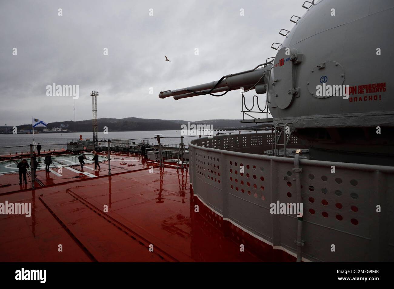 A view from on board the Northern Fleet's flagship, the Pyotr Veilikiy ...
