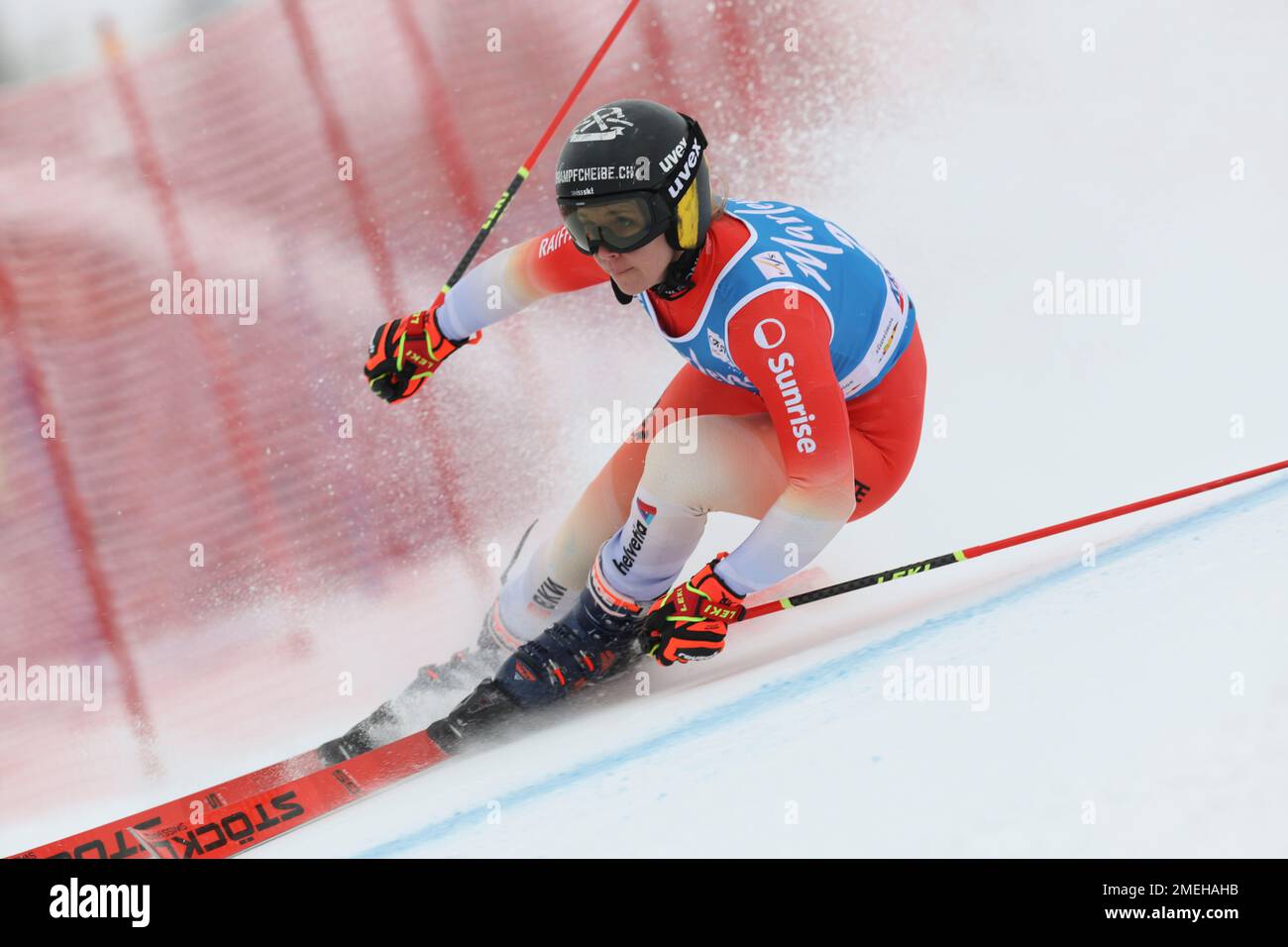 Switzerland's Andrea Ellenberger speeds down the course during an ...