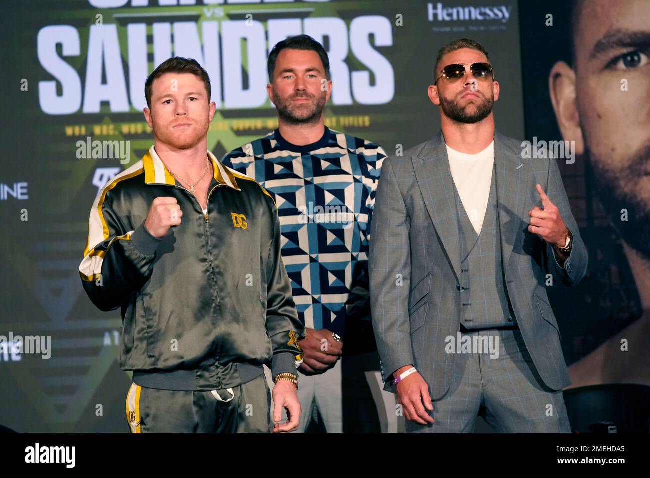 Boxers Canelo Alvarez of Mexico, left, and Billy Joe Saunders, right ...
