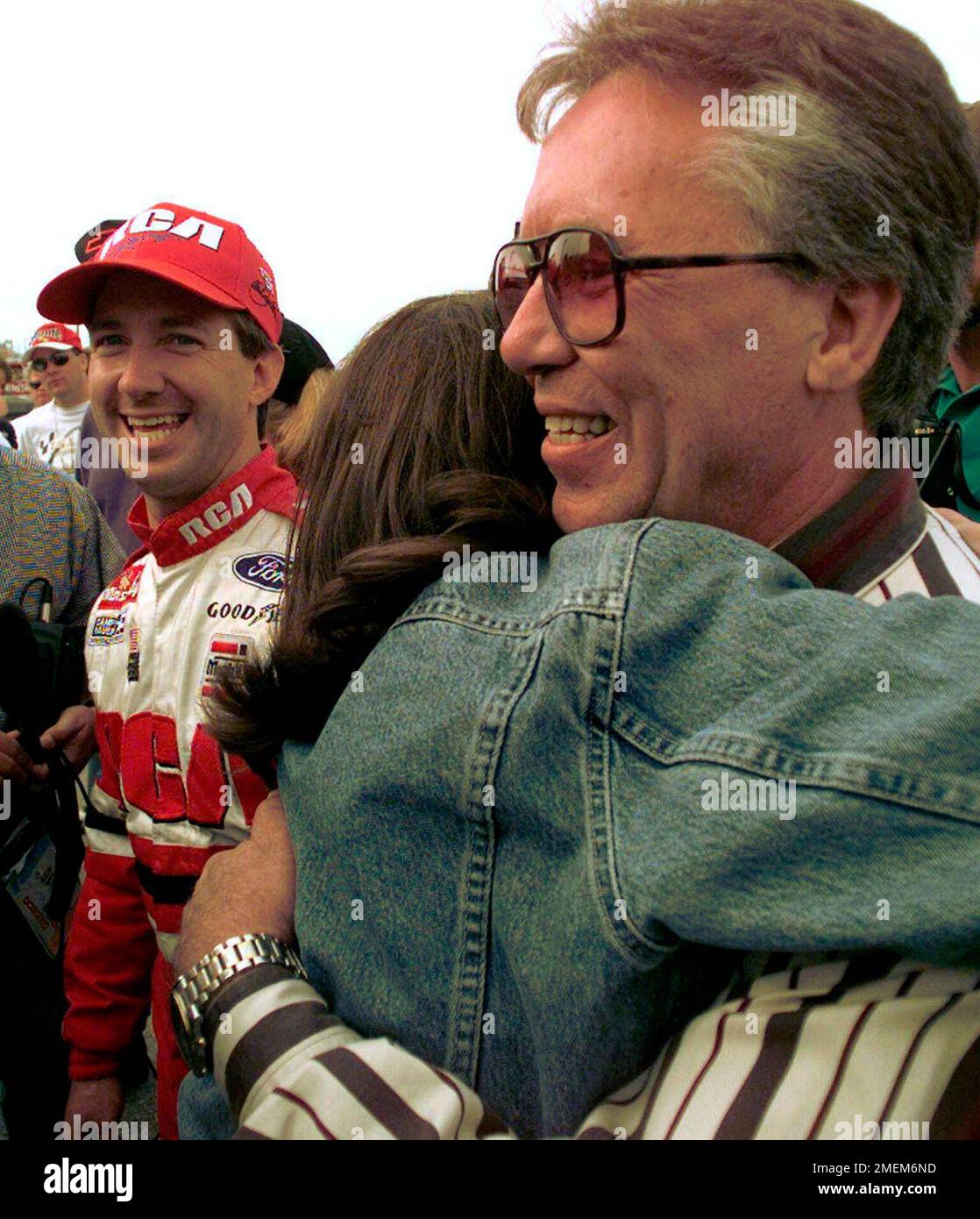 FILE - In this April 25, 1997, file photo, John Andretti, left, grins ...