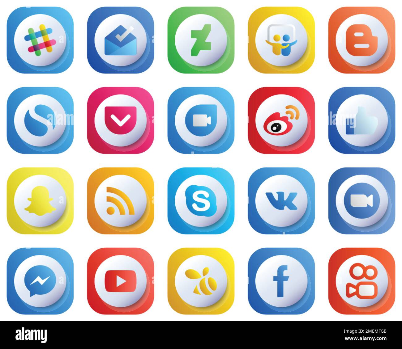 20 niedliche, elegante 3D-Gradient-Symbole für soziale Medien wie Feed ...