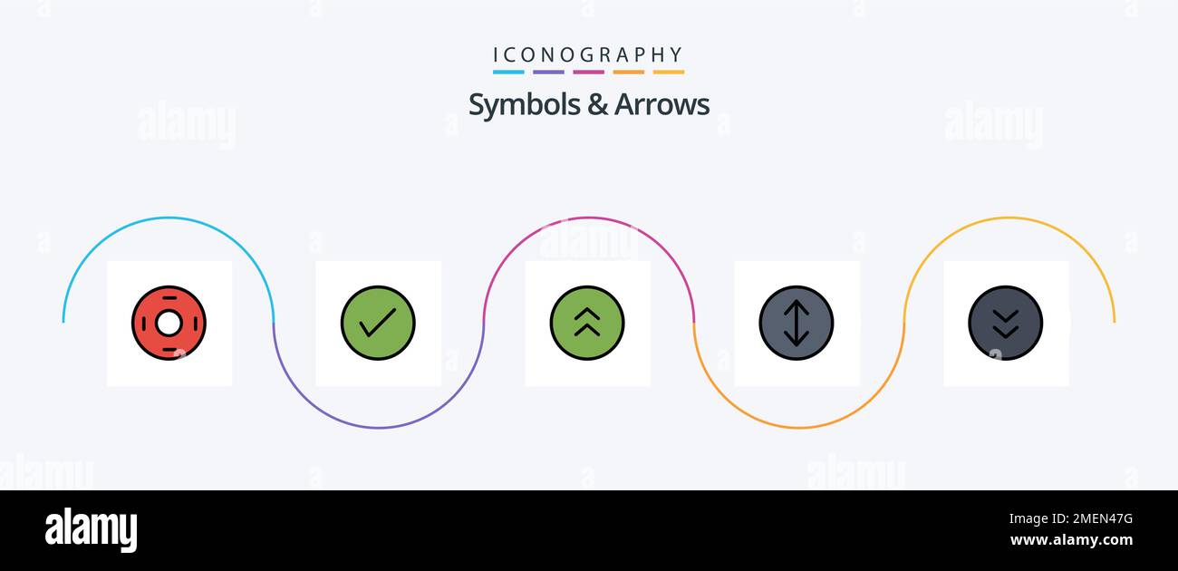 Symbole und Pfeile Line Filled Flat 5 Symbolpaket mit Daunen. Pfeile ...