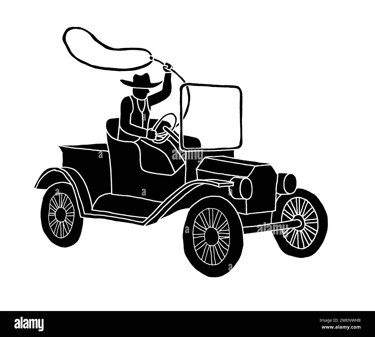 Cowboy car Schwarzweiß-Stockfotos und -bilder - Alamy