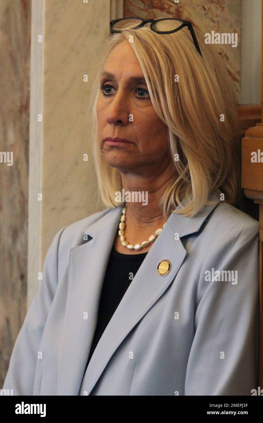 Kansas state Sen. Renee Erickson, R-Wichita, watches a debate in the ...