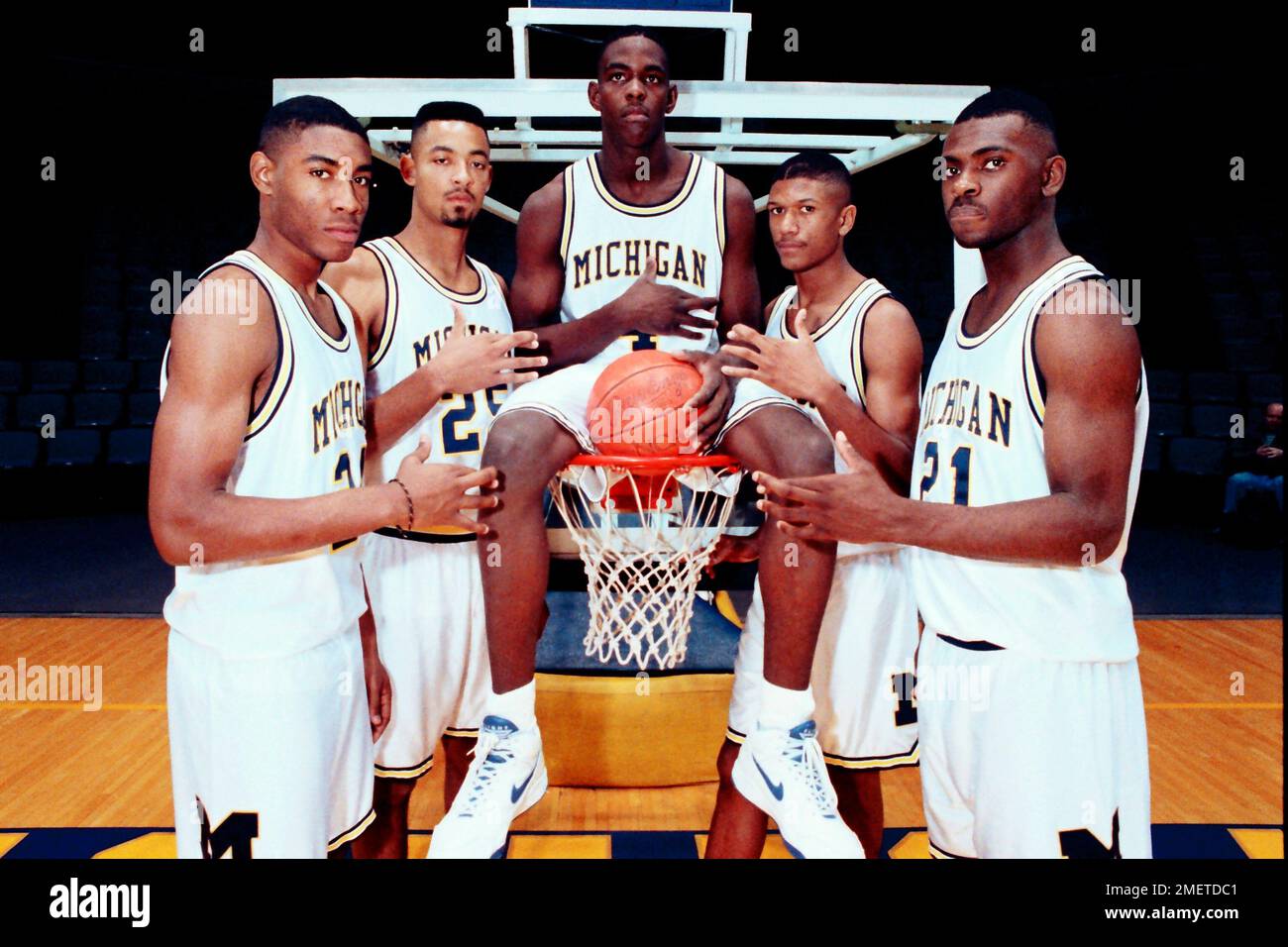 FILE - In this November 1991, file photo, Michigan's Fab Five from left ...