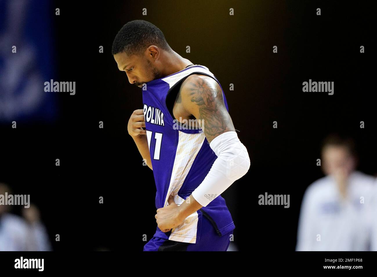 Western Carolina guard Mason Faulkner (11) reacts as his team is down ...