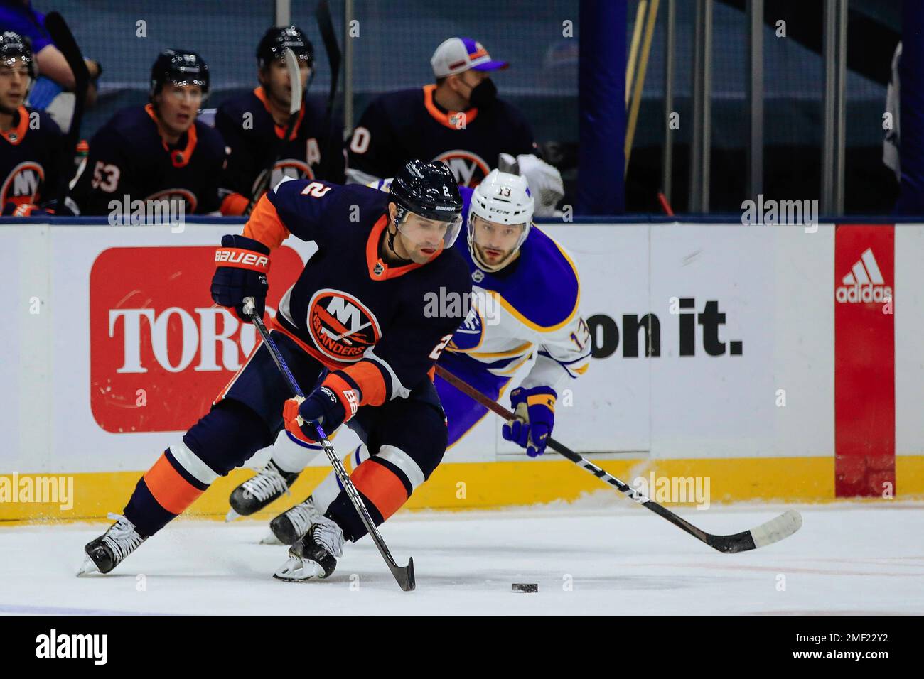 Buffalo Sabres' Tobias Rieder chases down New York Islanders' Nick ...