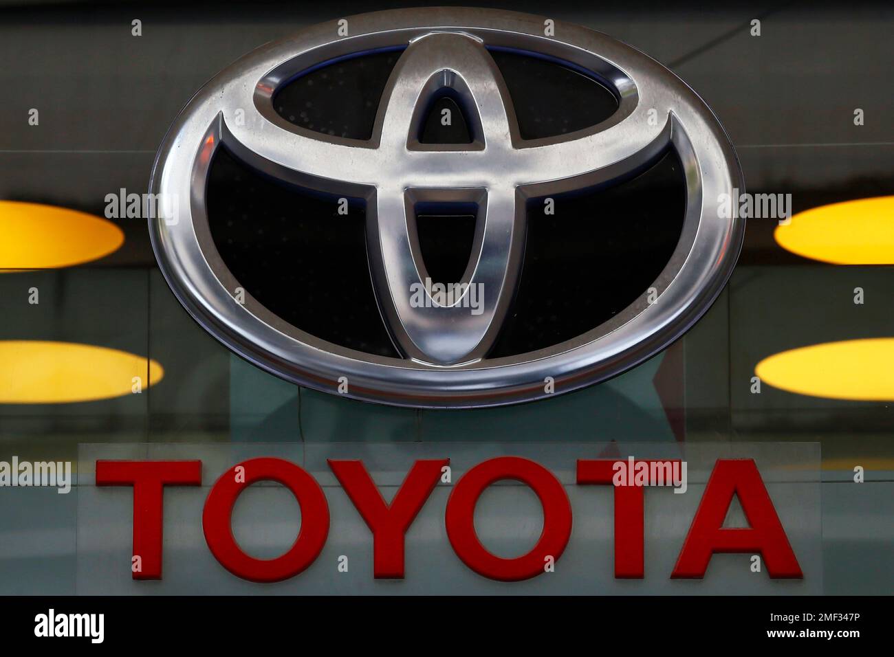 FILE - In this Sept. 20, 2017, file photo the Toyota logo is displayed ...
