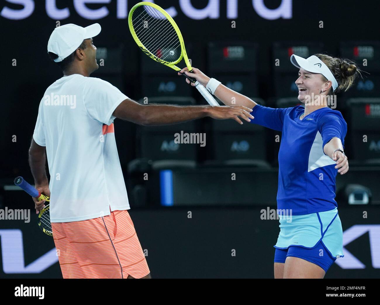 Rajeev Ram of the US and Barbora Krejcikova of the Czech Republic ...